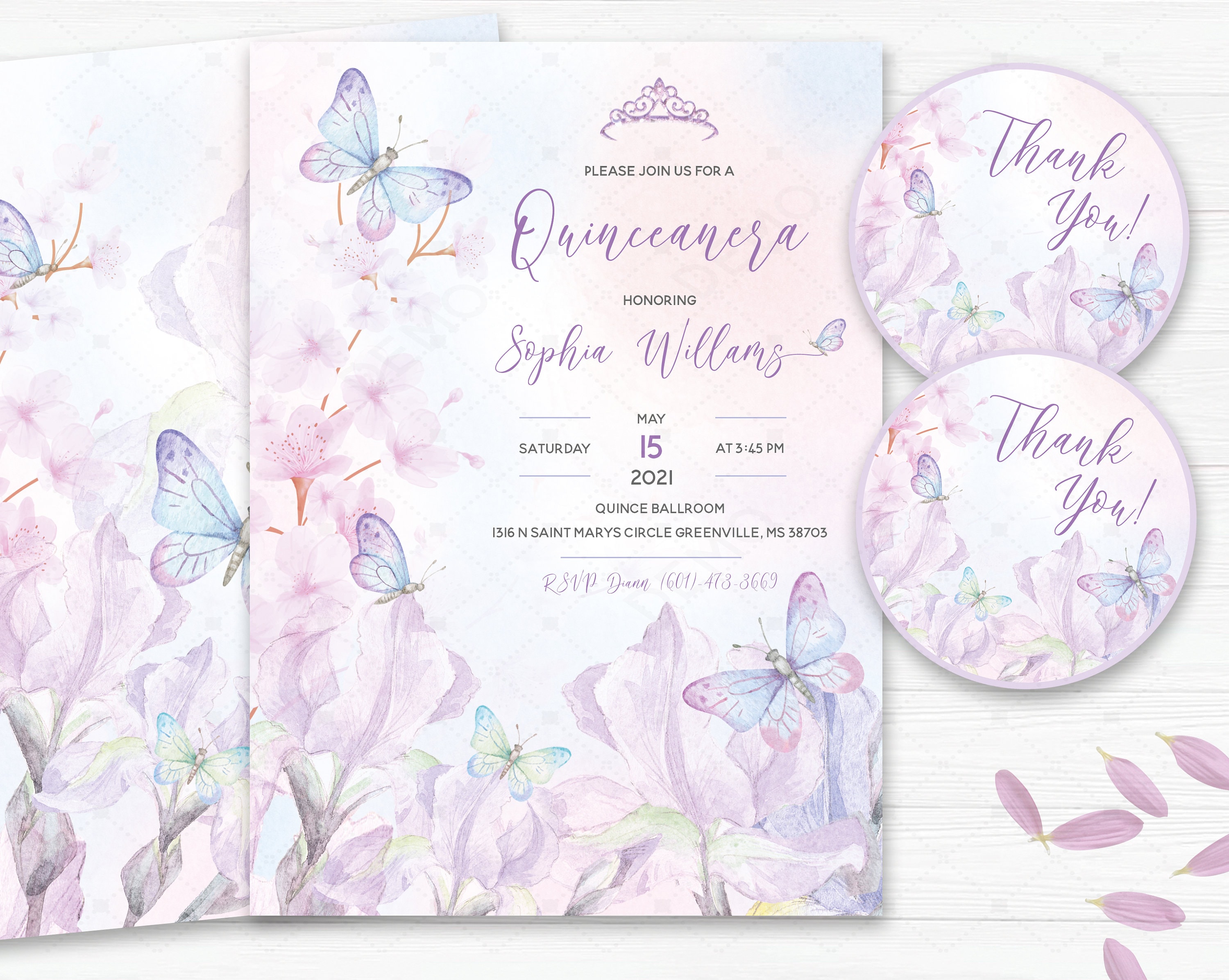 Butterfly Themed Quinceanera Invitations, Butterfly Quinceanera ...
