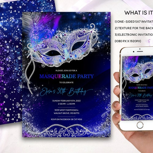 Editable Themes for Masquerade Party Birthday Masquerade - Etsy