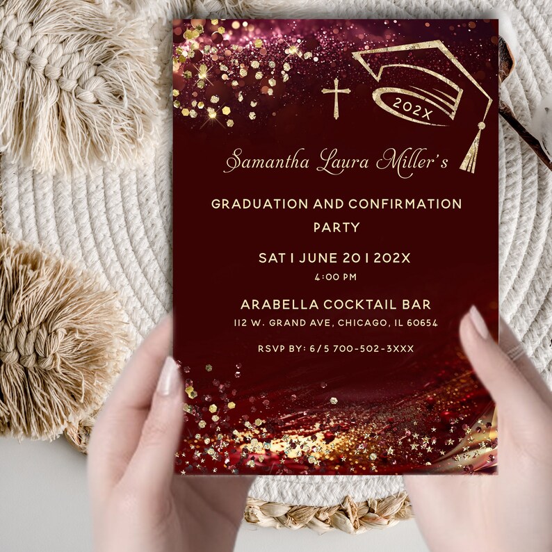 Graduation and Confirmation Invite Template, Printable Graduation and ...