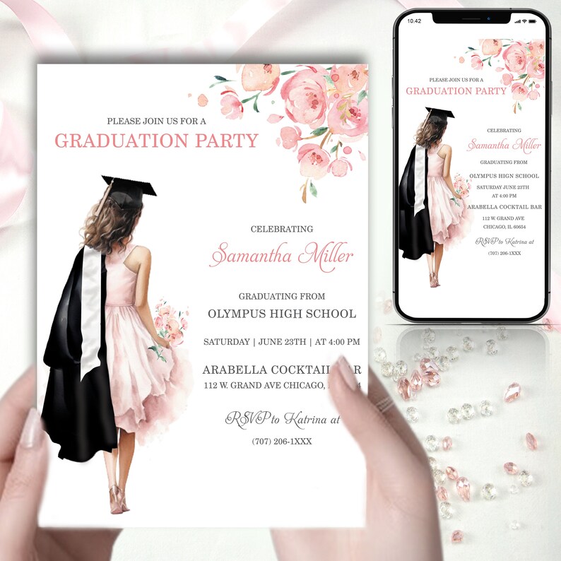 Personalized Graduation Invitations, Custom Grad Invites, Unique Grad ...