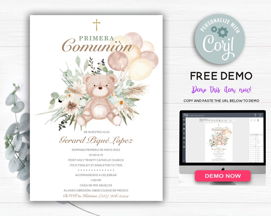 Primera Comunion Invitacion Imprimible, Primera Comunion Nino, Primera ...