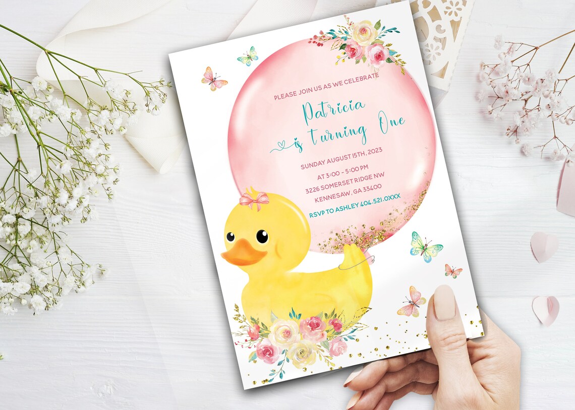 Rubber Duck Birthday Invitation, Printable Rubber Duck Invitation ...