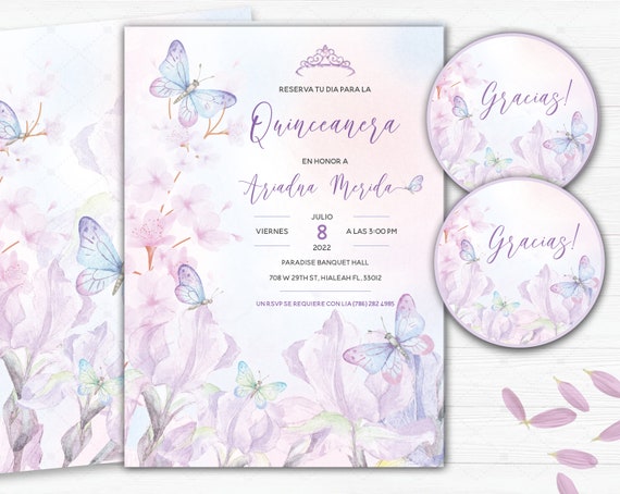 Butterfly Themed Quinceanera Invitations Butterfly | Etsy