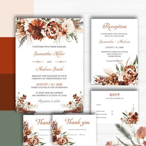 Editable Burnt Orange Wedding Invitation Set, Burnt Orange Wedding ...