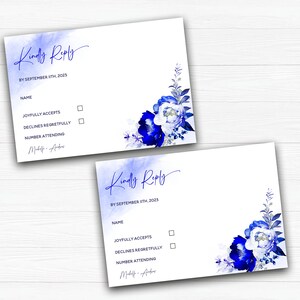Royal Blue Wedding Invitation Template, Blue and White Wedding ...
