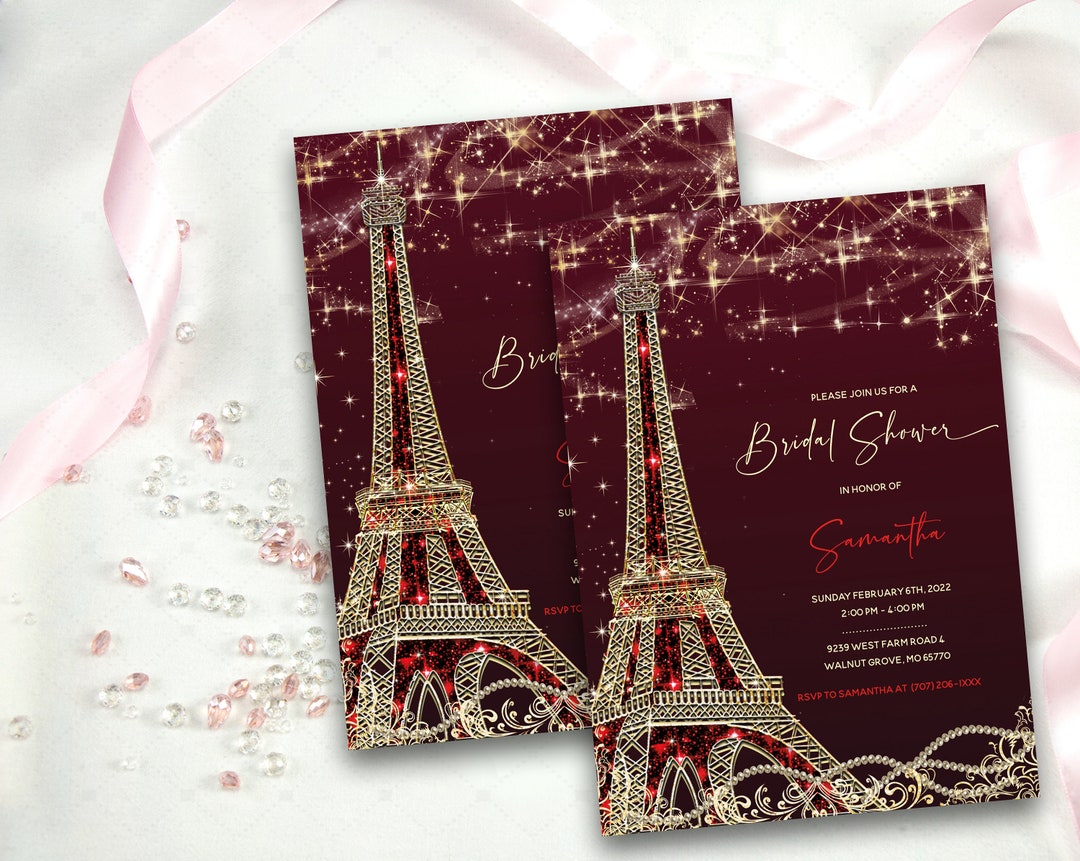 Invitations Paris Theme, Paris Theme Bridal Shower Invitations, Paris ...