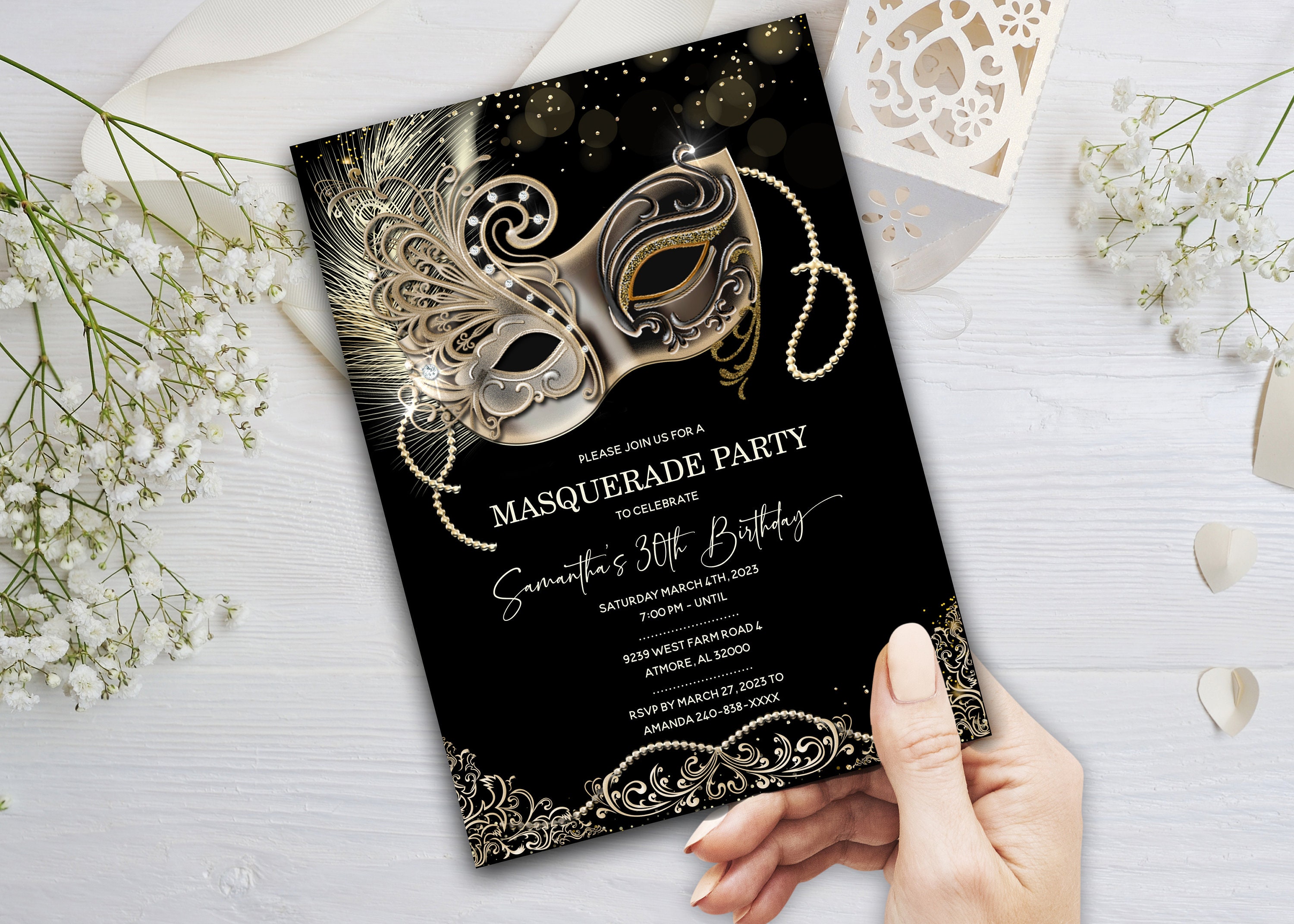 Editable Themes for Masquerade Party Birthday Masquerade - Etsy
