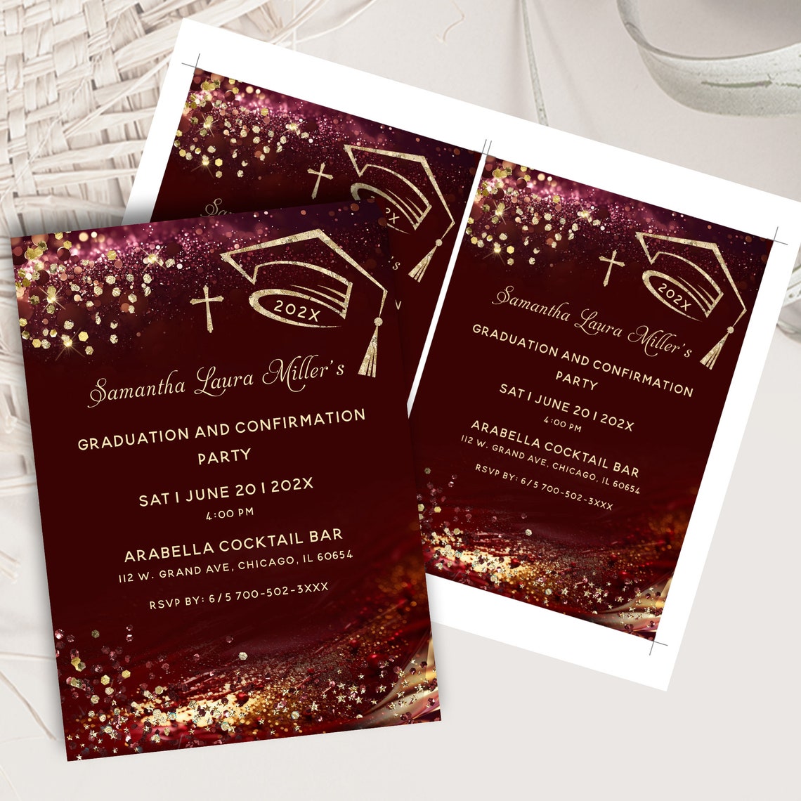 Graduation and Confirmation Invite Template, Printable Graduation and ...