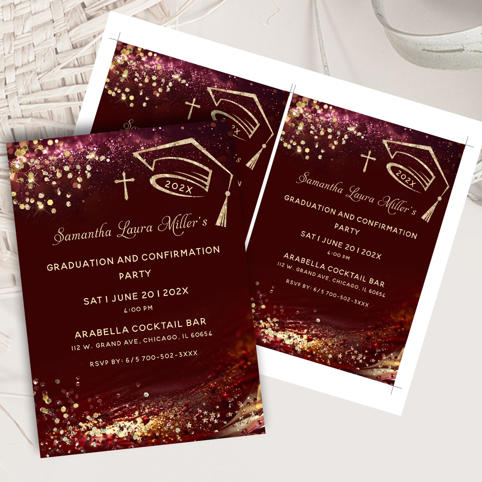 Graduation and Confirmation Invite Template, Printable Graduation and ...