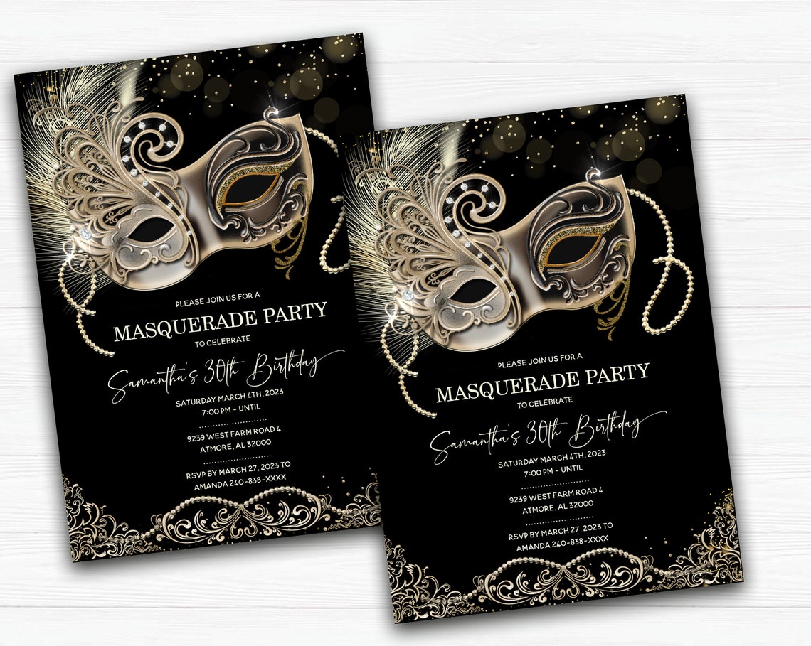 Editable Themes for Masquerade Party Birthday Masquerade - Etsy