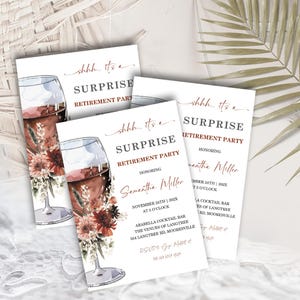 Editable Surprise Retirement Party Invite Template, Flowers Retirement ...