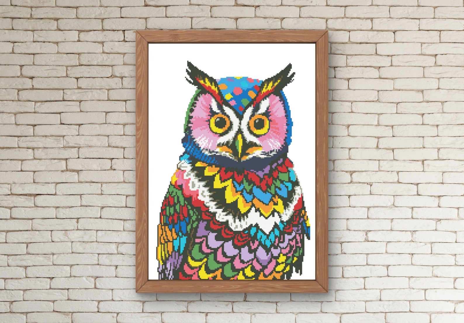 Colorful Owl Cross Stitch Pattern Bird Cross Stitch Design Rainbow Owl ...