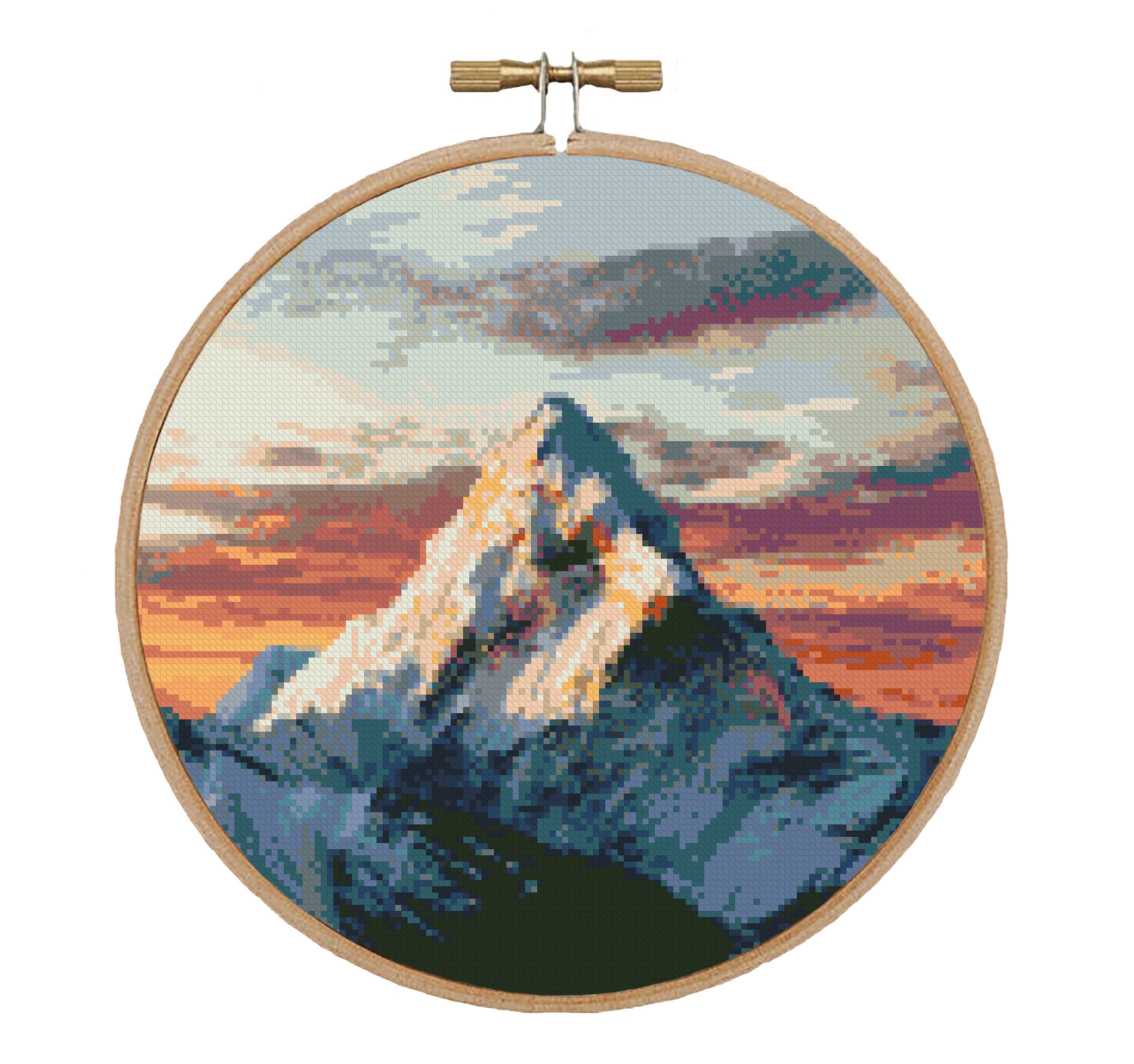 Mountain Peak Cross Stitch Pattern: Landscape Hoop Art (PDF Pattern) - Etsy