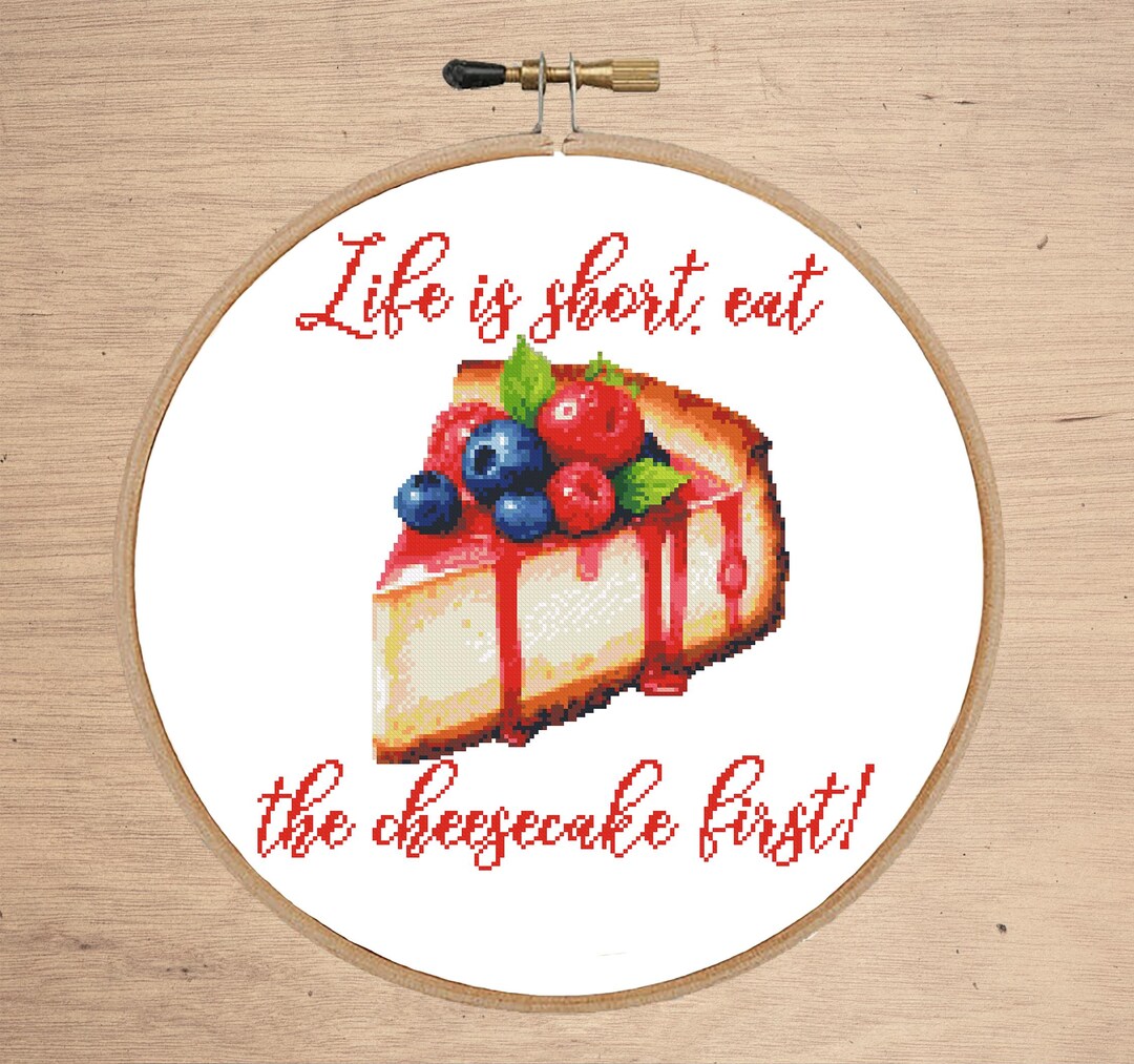 Cheesecake First Cross Stitch Pattern. Cake Cross Stitch Design ...