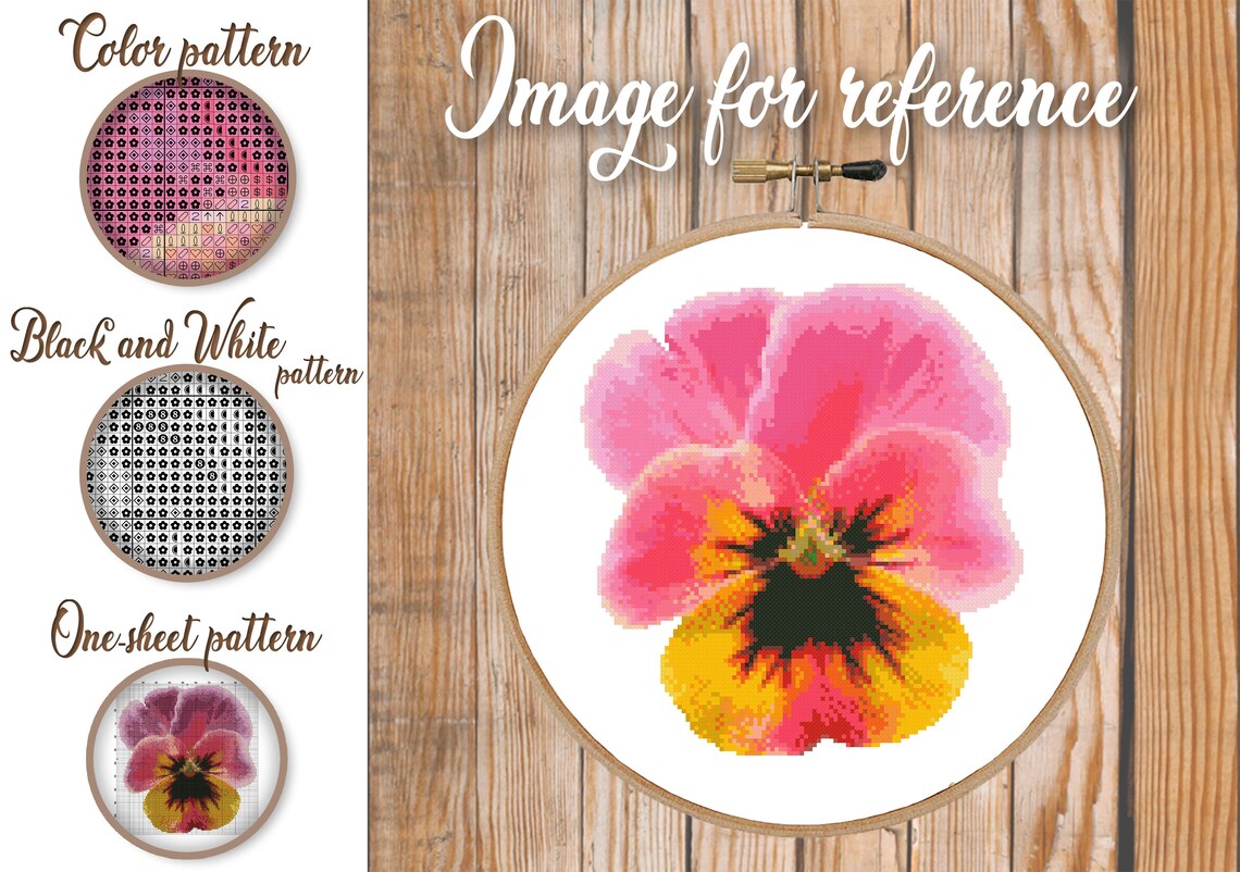 Pansy Flower Cross Stitch Pattern Flower Design Pansy in Hoop - Etsy