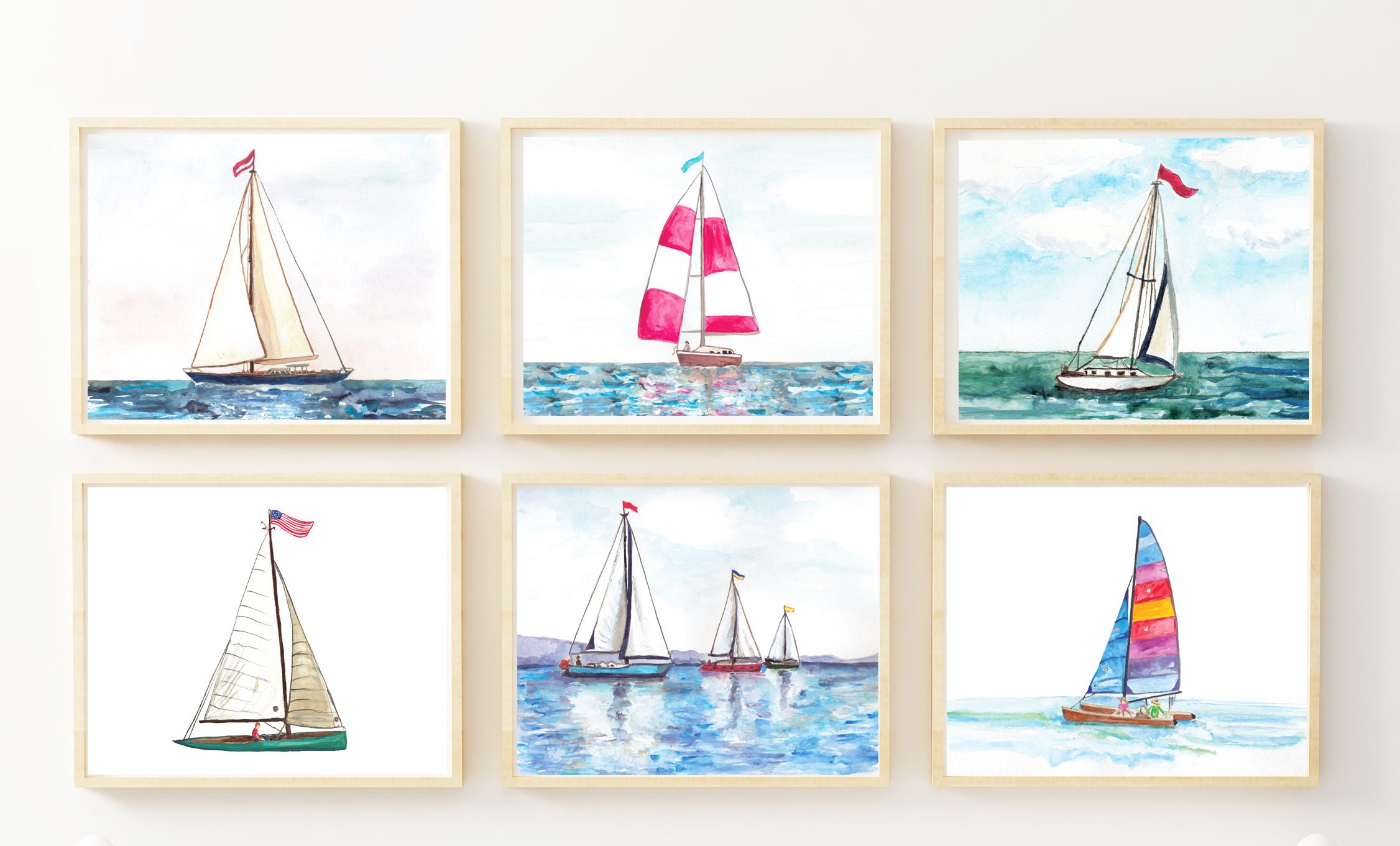 SET of 6 Sailboat Prints Sailboat Wall Art Sailboat Nursery | Etsy