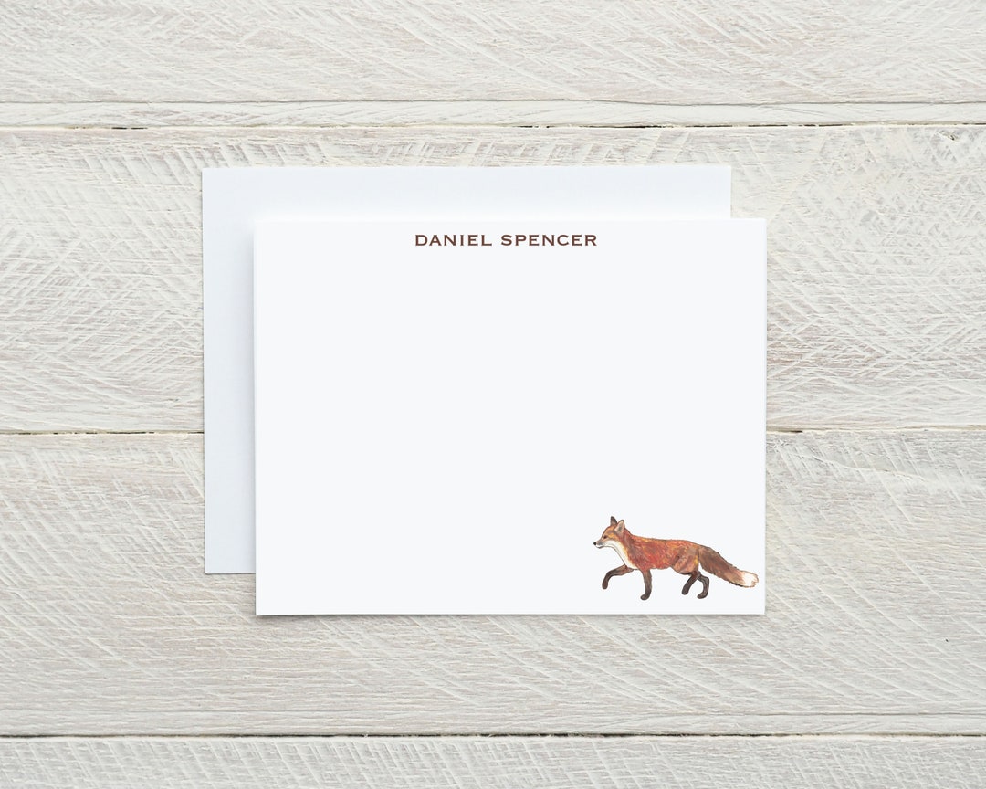 Fox Stationery, Personalized Fox Cards With Envelopes, Fox Notecards ...