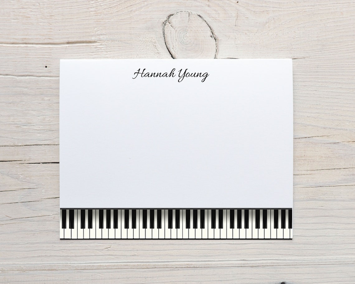 Piano Personalized Stationery, Piano Keyboard Notecards, Musician Gift ...
