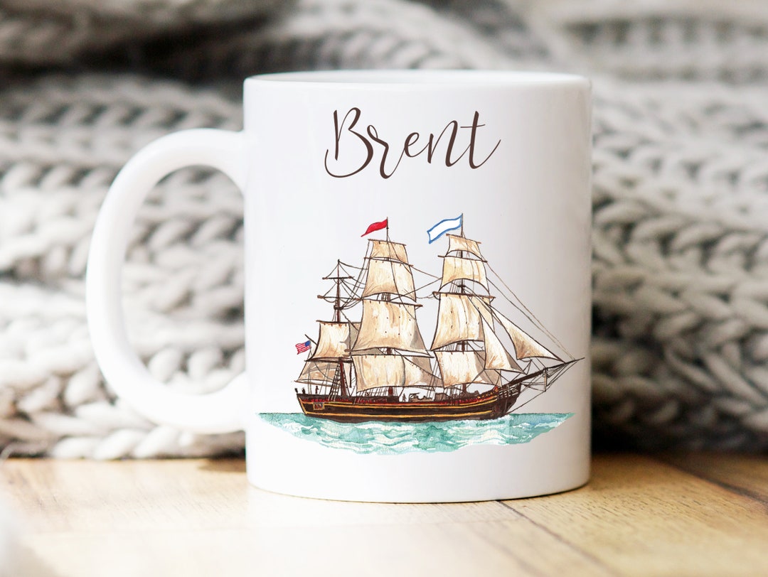 Ship Mug, Sailing Ship Coffee Cup, Can Be Personalized, Custom Name Mug ...