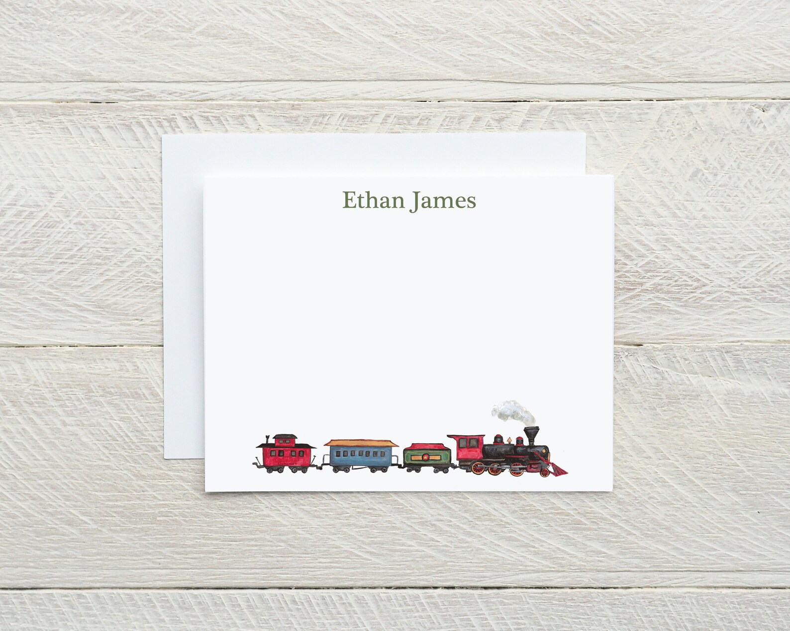 Train Stationery, Personalized Train Notecards, Steam Engine Locomotive ...