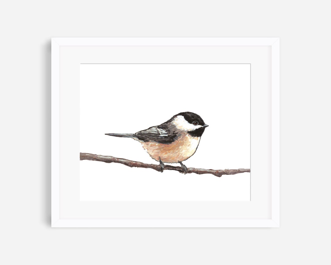 Chickadee Print, Chickadee Painting, Chickadee Art, Black Capped ...