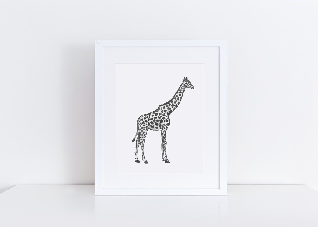 Giraffe Print, Black and White Giraffe, Minimalist Giraffe Art, Giraffe ...