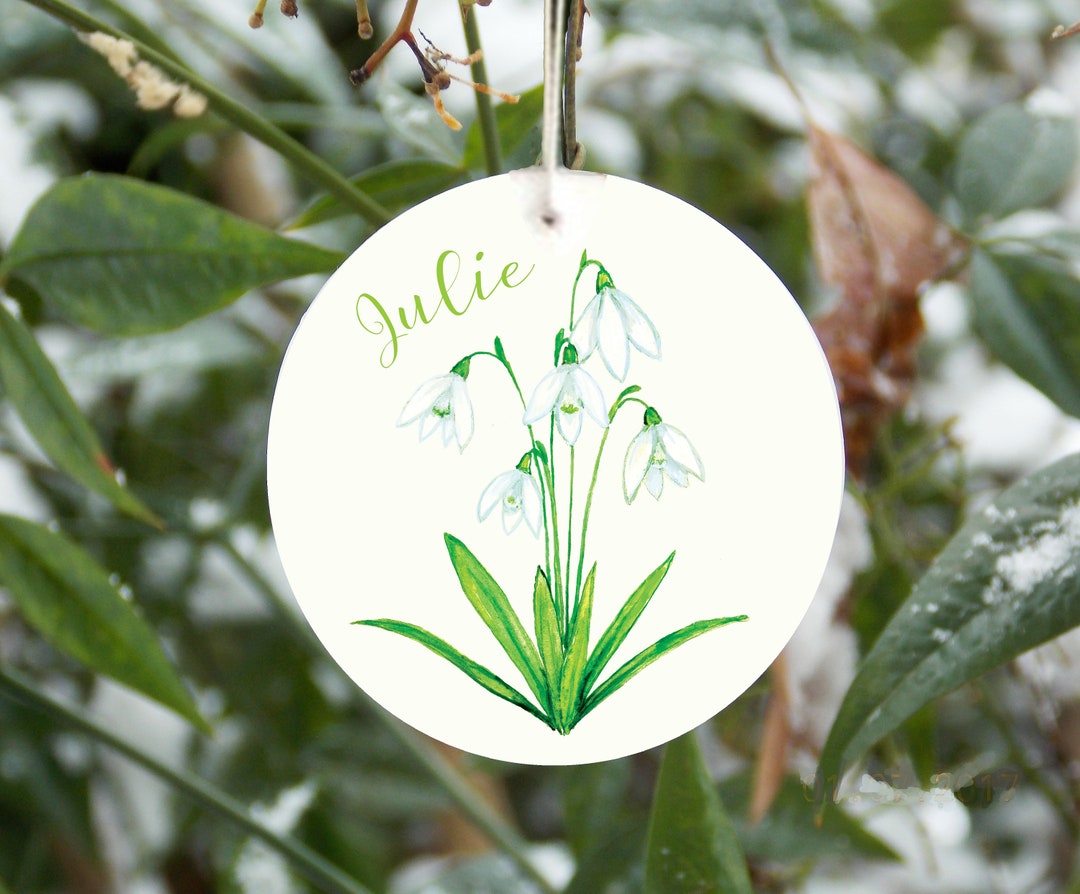 January Birth Month Flower Ornament, Personalized Snowdrop Ornament ...