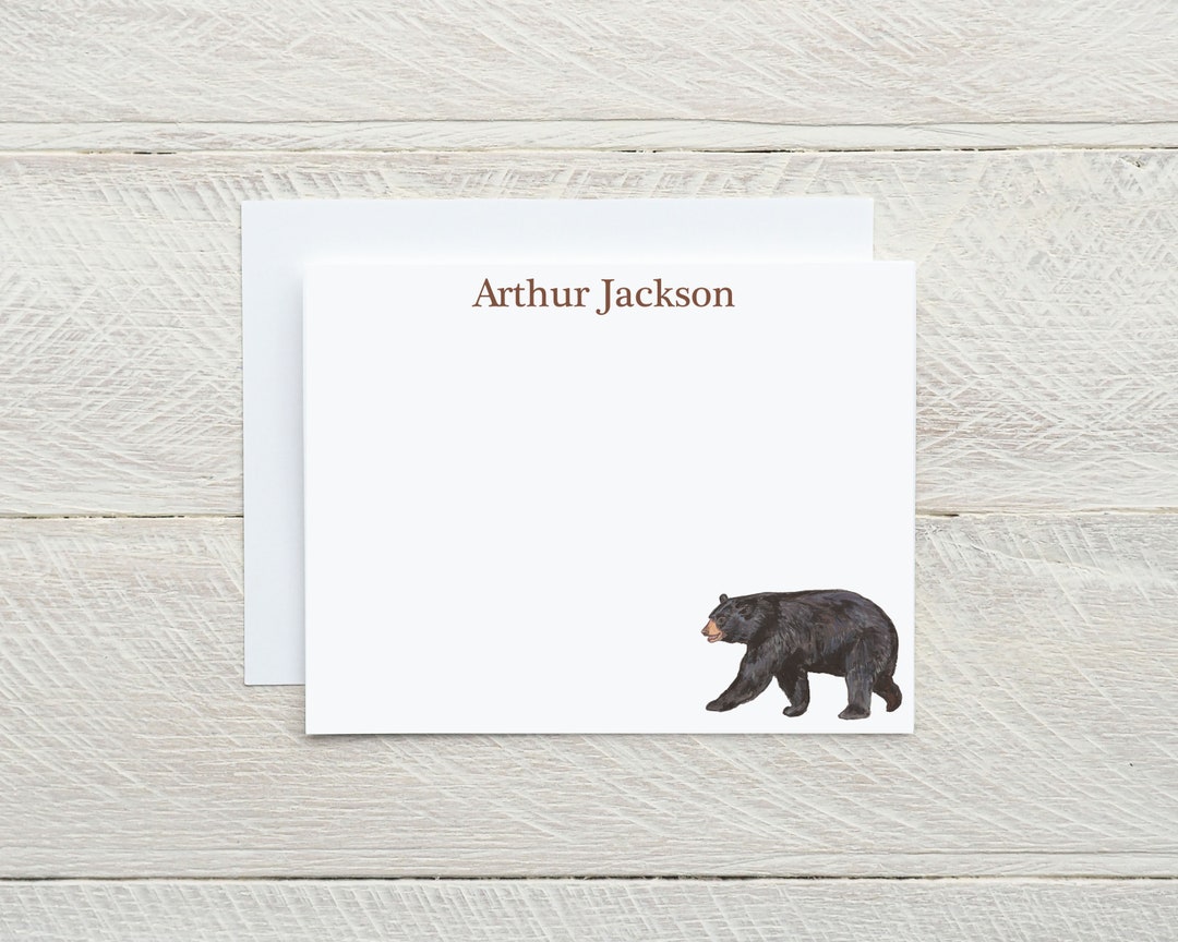 Personalized Bear Note Cards, Men's Stationery, Boys' Stationery ...
