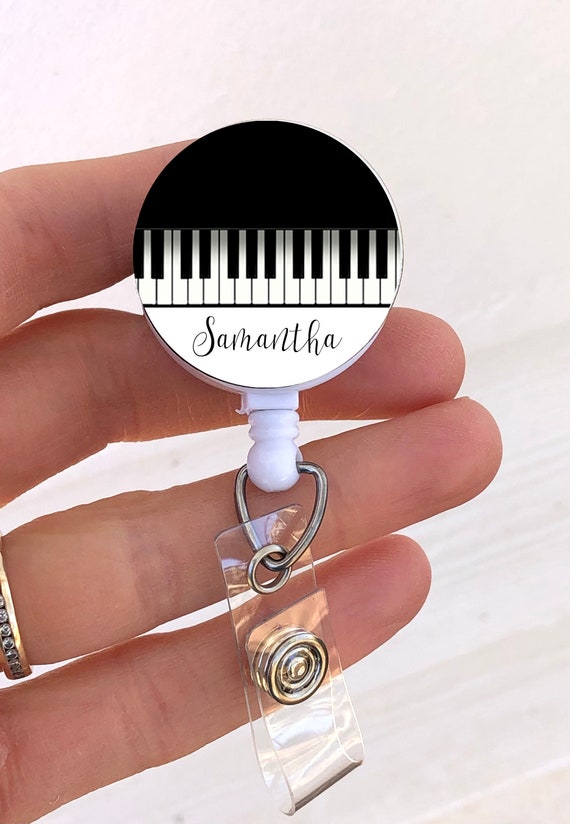 Piano Badge Reel Personalized Piano Keys ID Badge Holder | Etsy