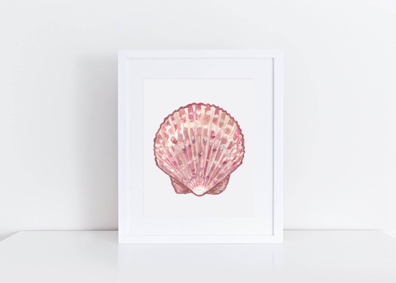 Scallop Shell Print Scallop Shell Painting Pink Seashell | Etsy