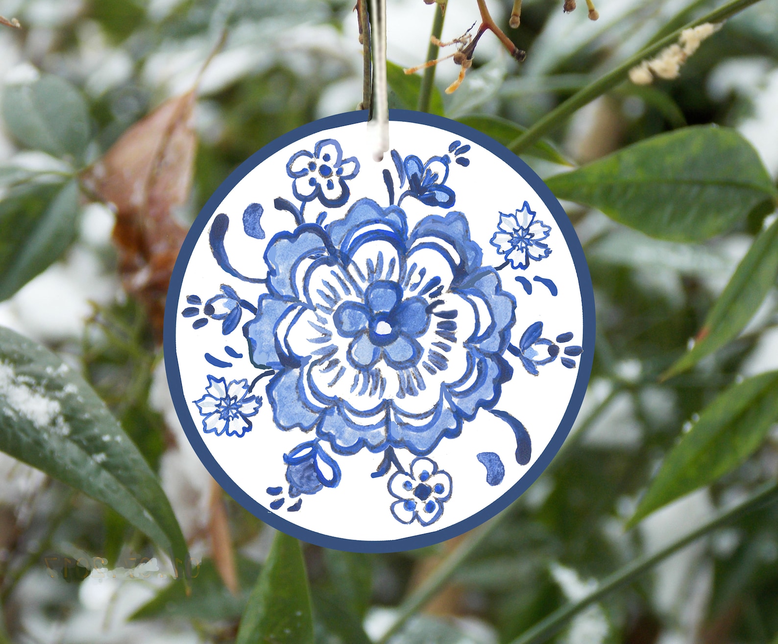 Delft Ornament, Blue and White Floral Delft Christmas Tree Ornament ...