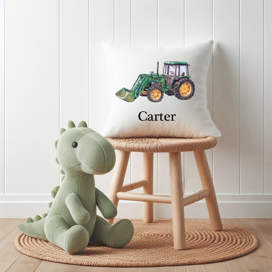 Personalized Tractor Pillow, Green and Yellow Tractor Child's Pillow ...