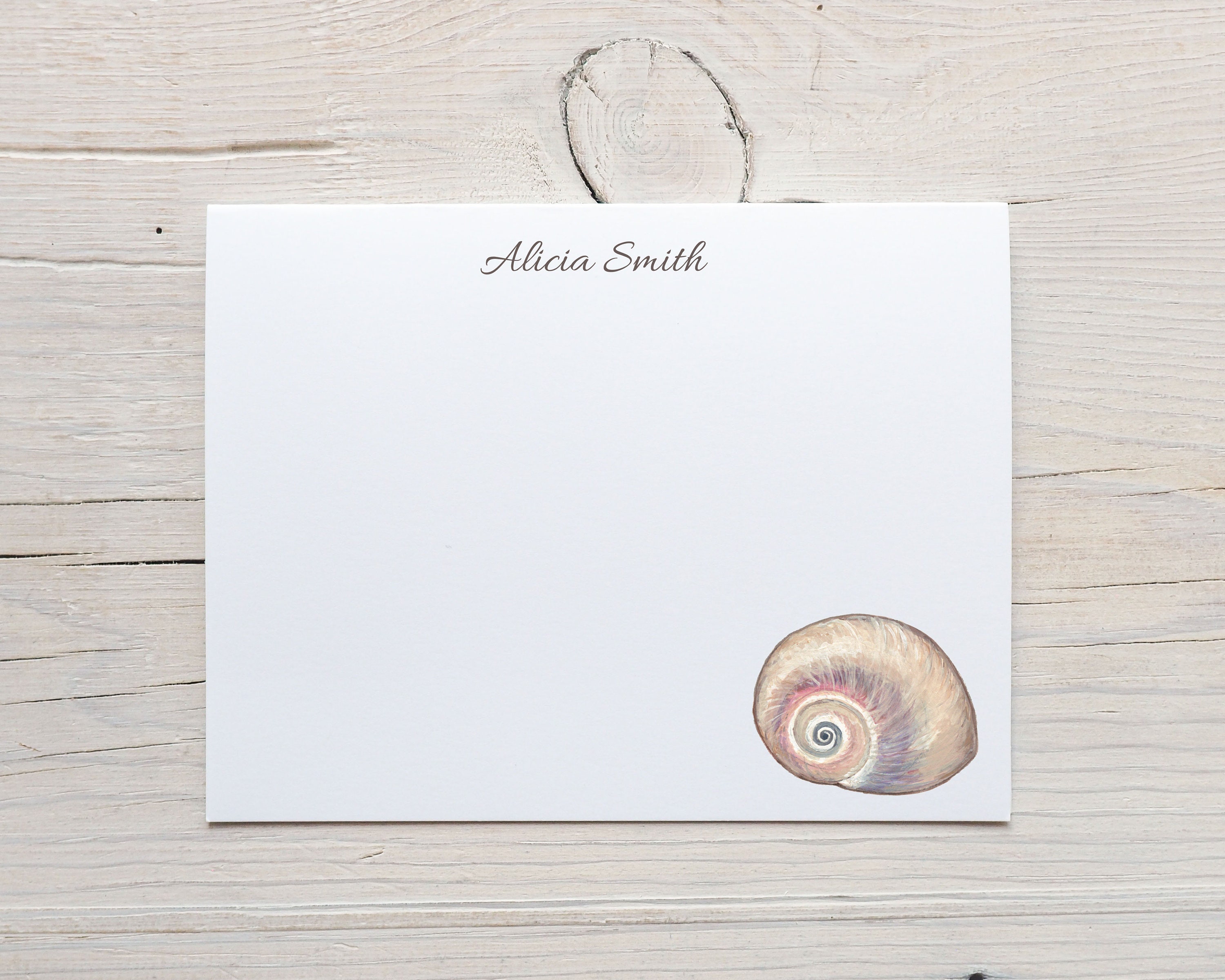 Personalized seashell stationery beach note cards set of | Etsy
