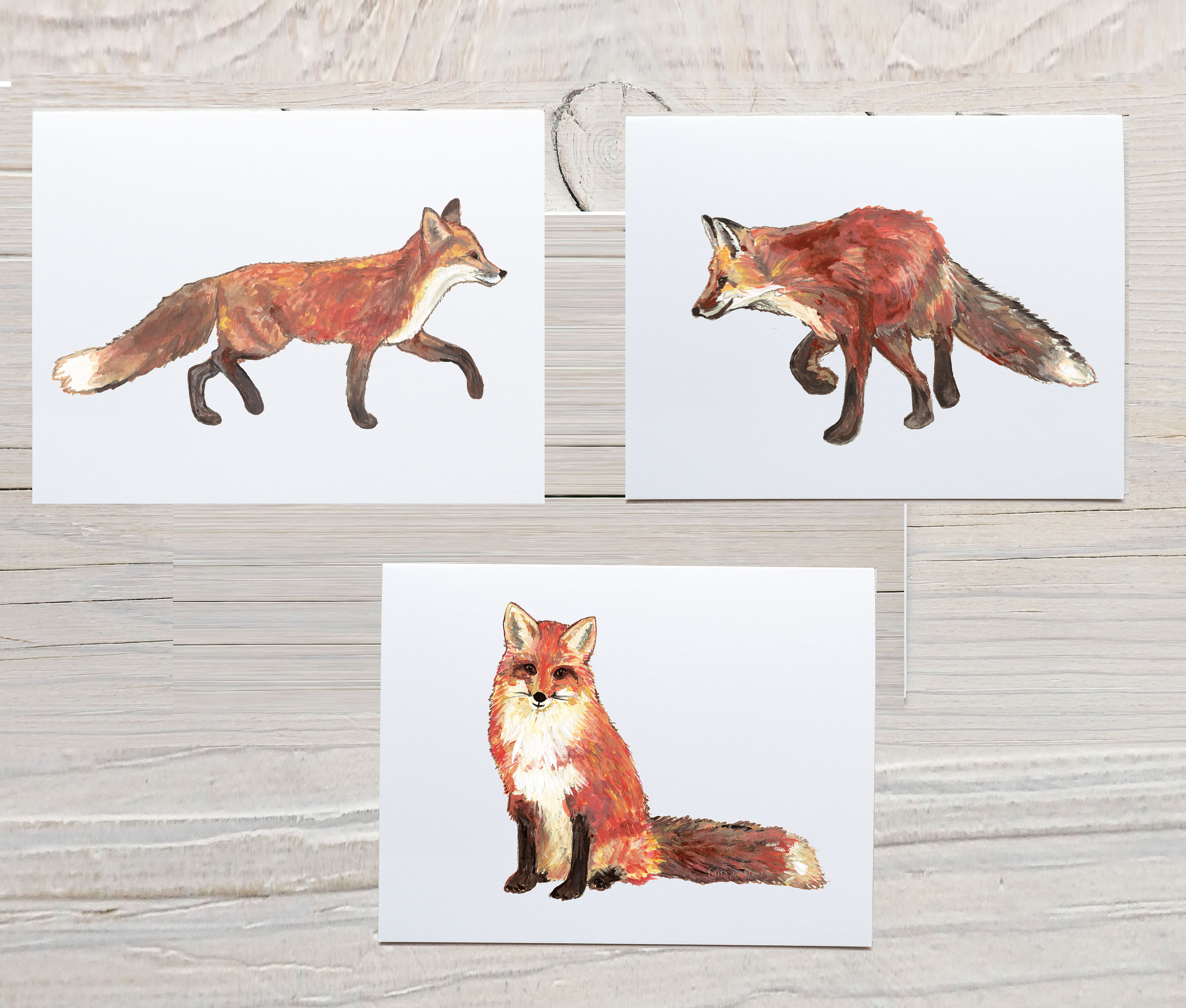 Fox Note Cards, Foxes, Set of Folded Cards, 6, 8, or 12, Fox Notecards ...