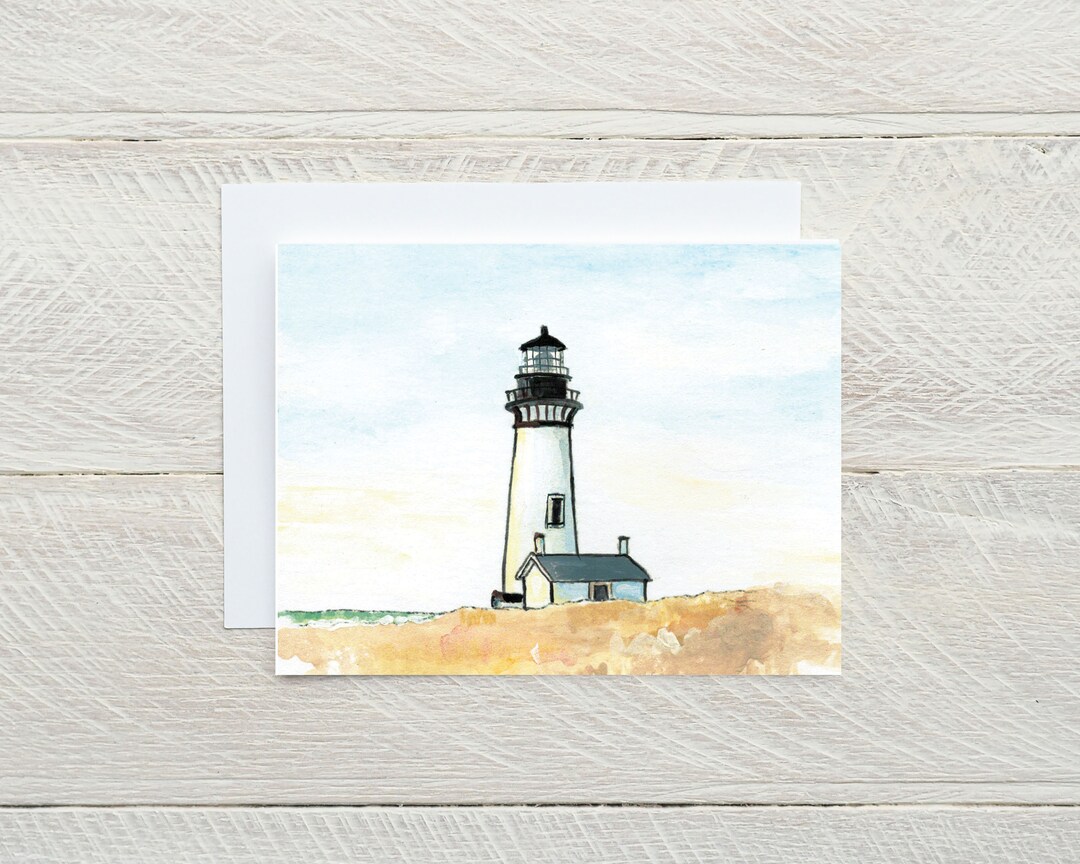 Lighthouse Note Cards, Lighthouse Stationery, Beach Landscape Notecards ...