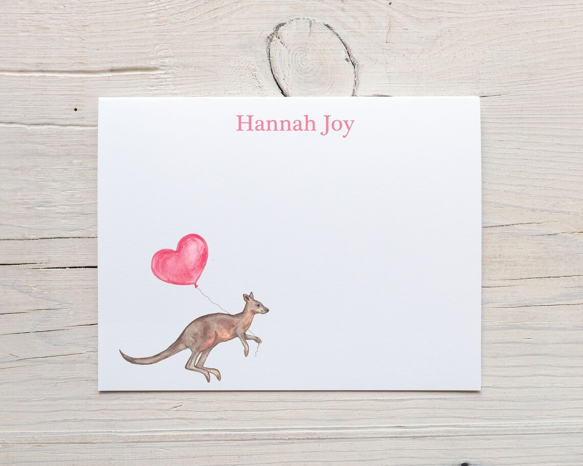Kangaroo card kangaroo stationery personalized kangaroo with | Etsy