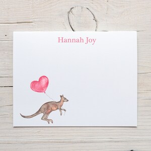 Kangaroo Card, Kangaroo Stationery, Personalized Kangaroo With Balloon ...