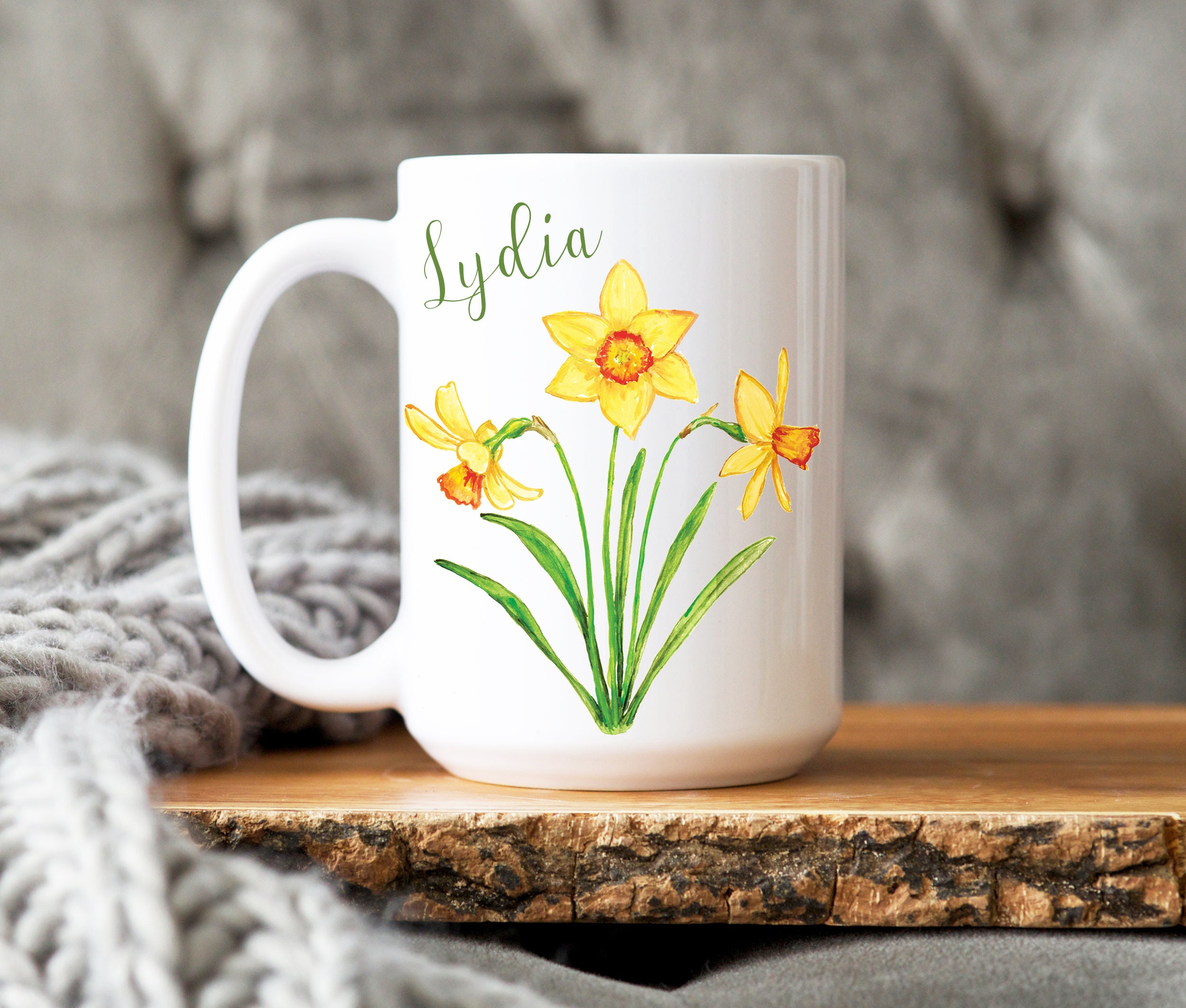 March Birth Flower Mug Daffodil Mug Birthday Gift Can Be - Etsy