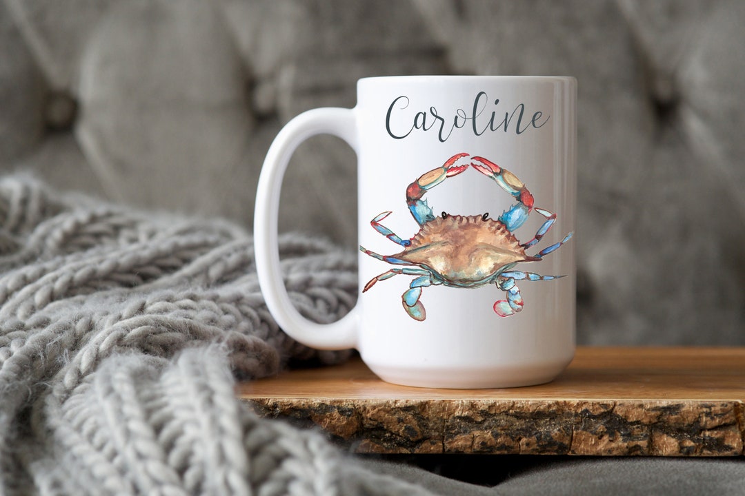 Blue Crab Mug, Can Be Personalized, Custom Name Mug, Maryland Crab Mug ...