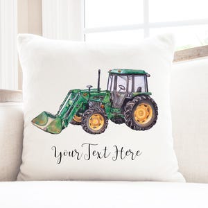 Personalized Tractor Pillow, Green and Yellow Tractor Child's Pillow ...