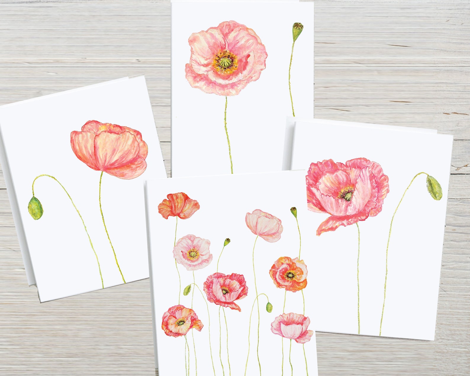 Poppy Note Cards Folded Cards Poppy Stationery Wildflower - Etsy