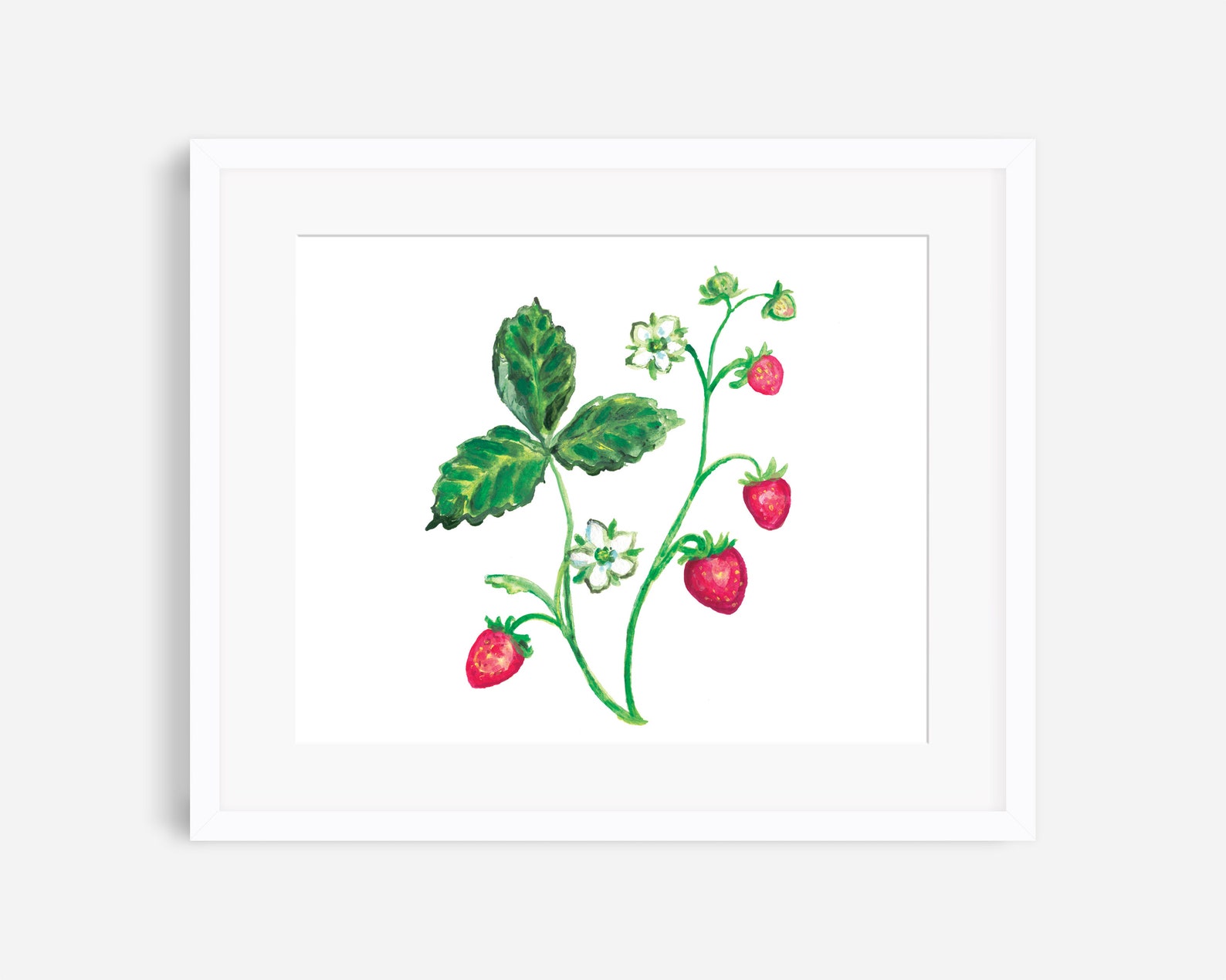 SET of 6 Strawberry Prints, Strawberry Paintings, Kitchen Wall Art ...