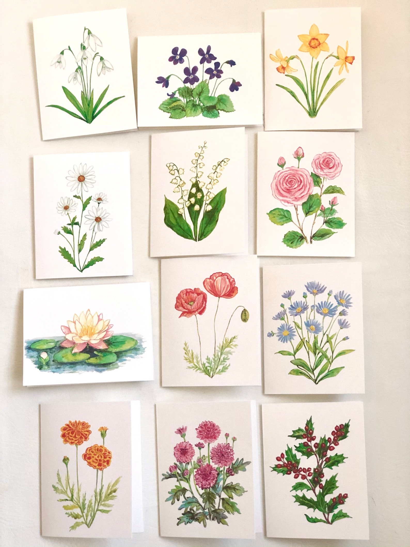 Birth Flower Notecards Set of 12 Celebratory Month Flower - Etsy