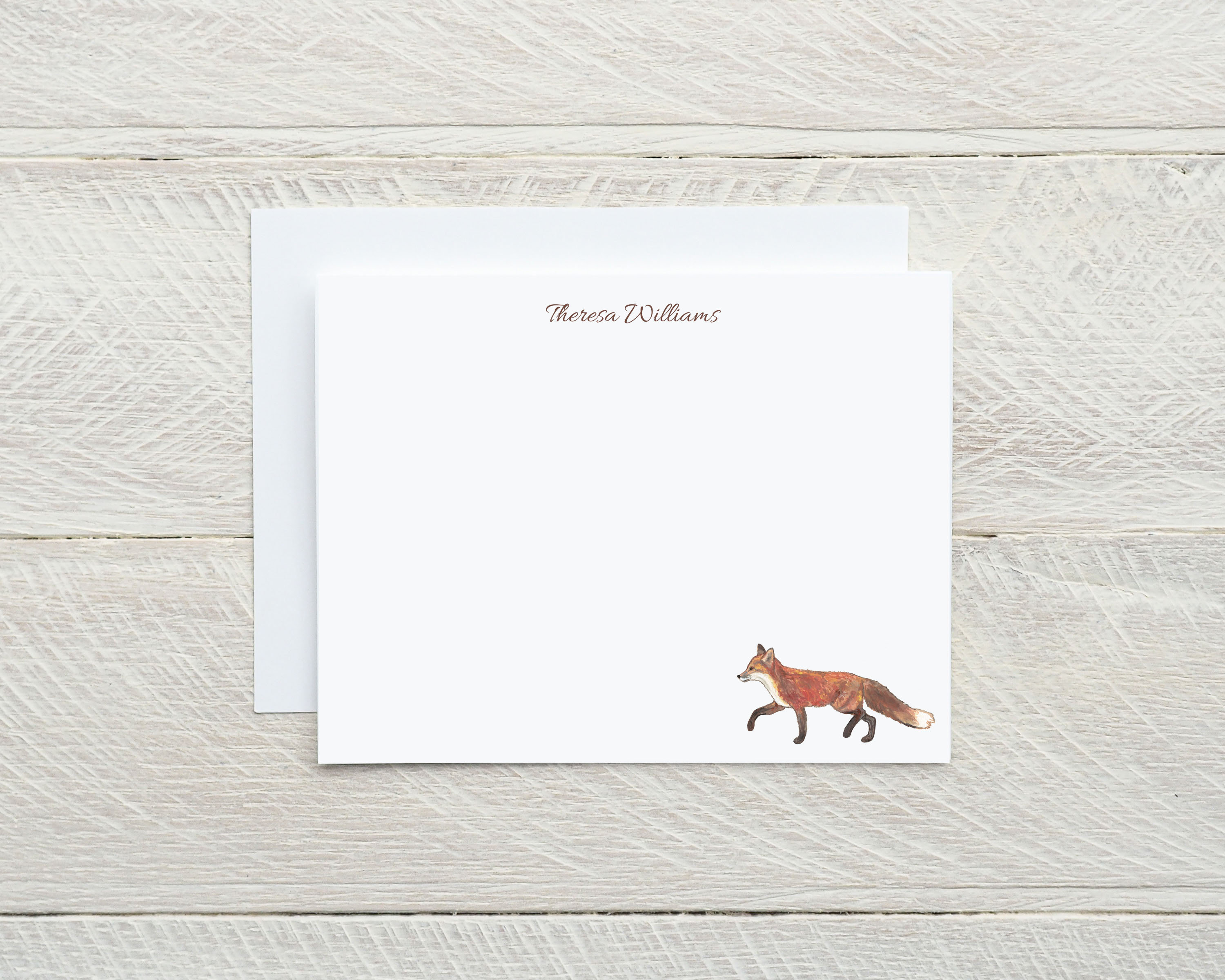 Fox Stationery Personalized Fox Cards With Envelopes Fox - Etsy