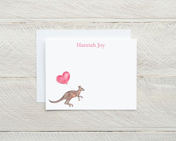 Kangaroo card kangaroo stationery personalized kangaroo with | Etsy