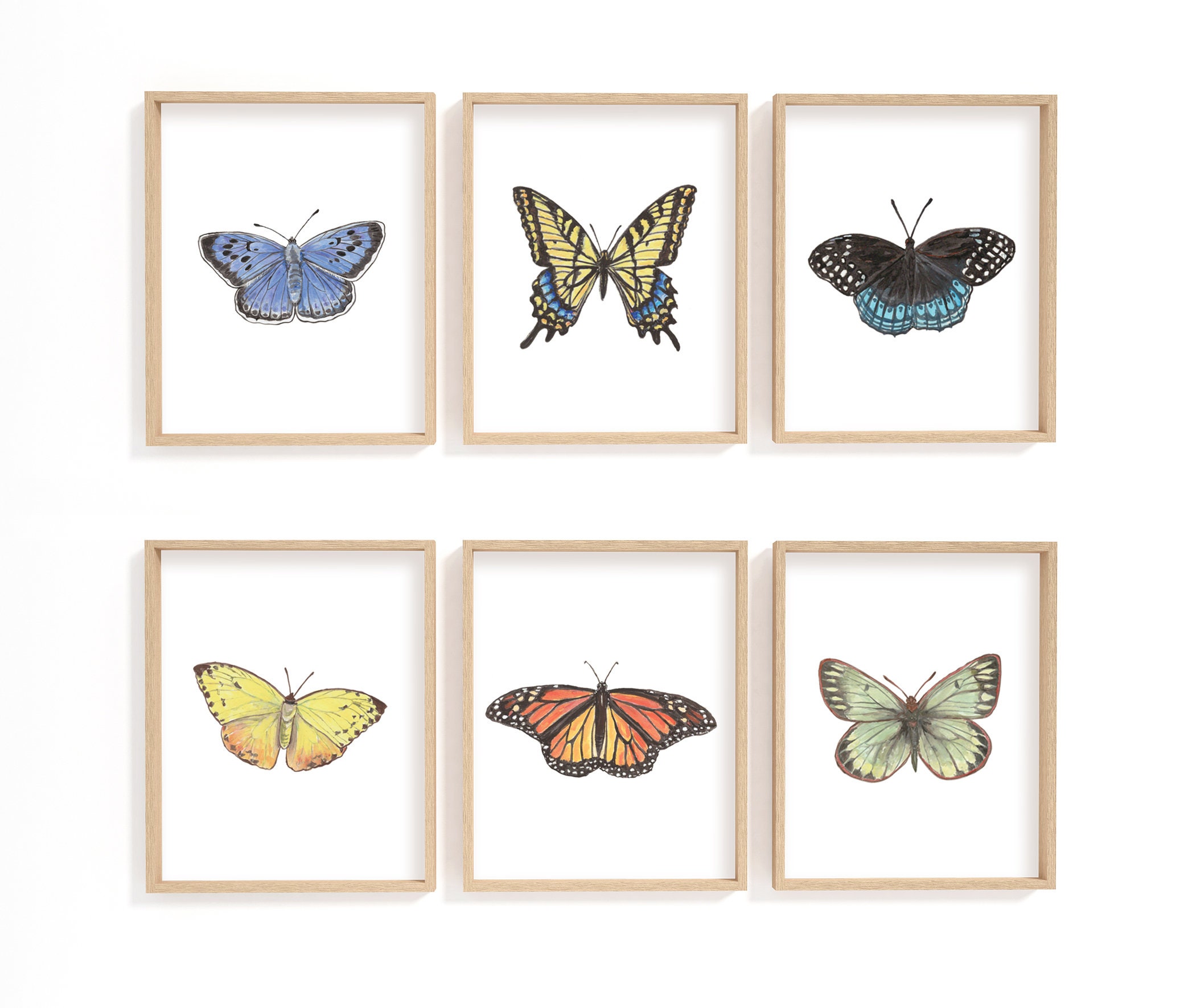 Butterfly print set butterflies print butterfly painting | Etsy
