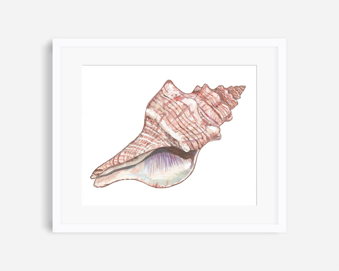 Conch Shell Print, Conch Shell Painting, Beach Print, Beach Wall Art ...