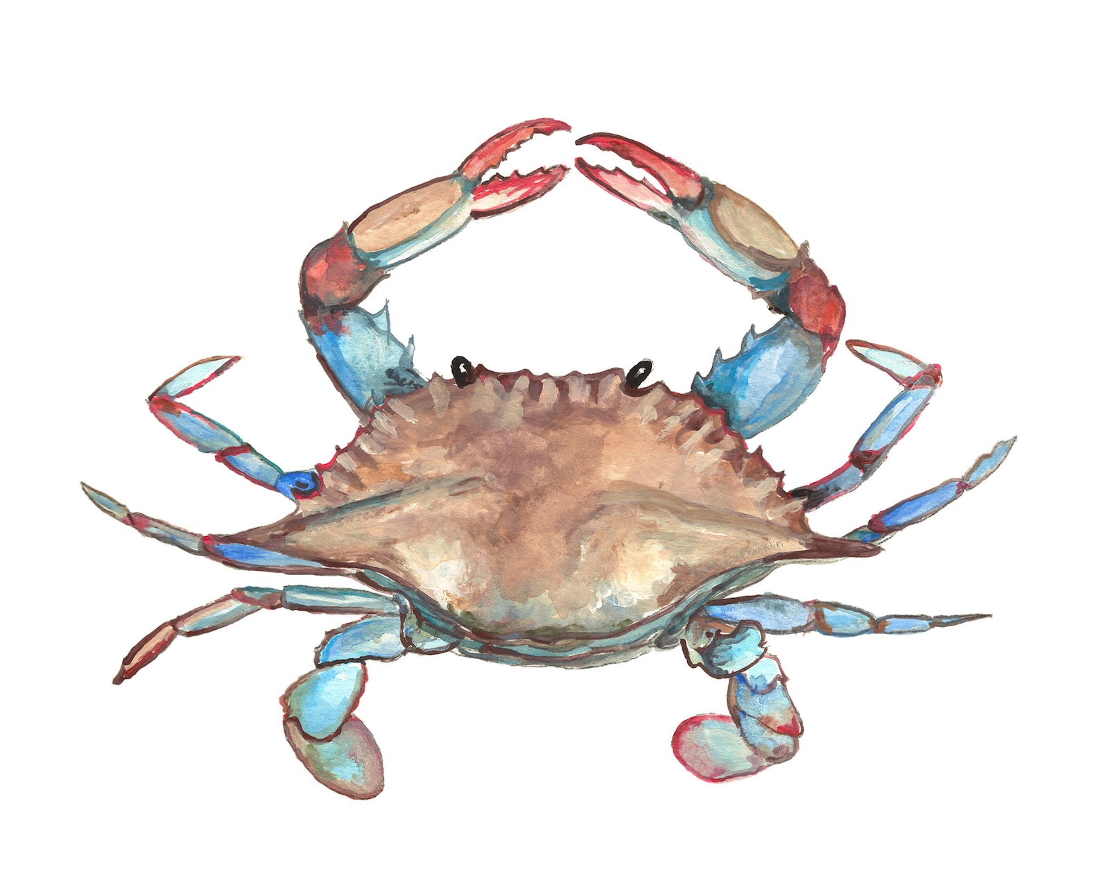 Blue Crab Print Blue Crab Art Blue Crab Painting Beach - Etsy