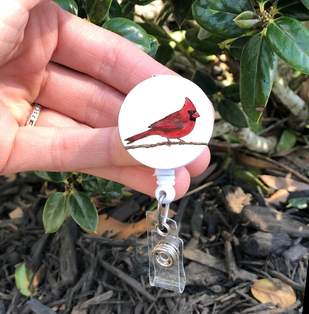 Cardinal Badge Reel, Cardinal Bird Badge Holder, Red Bird ID Badge ...