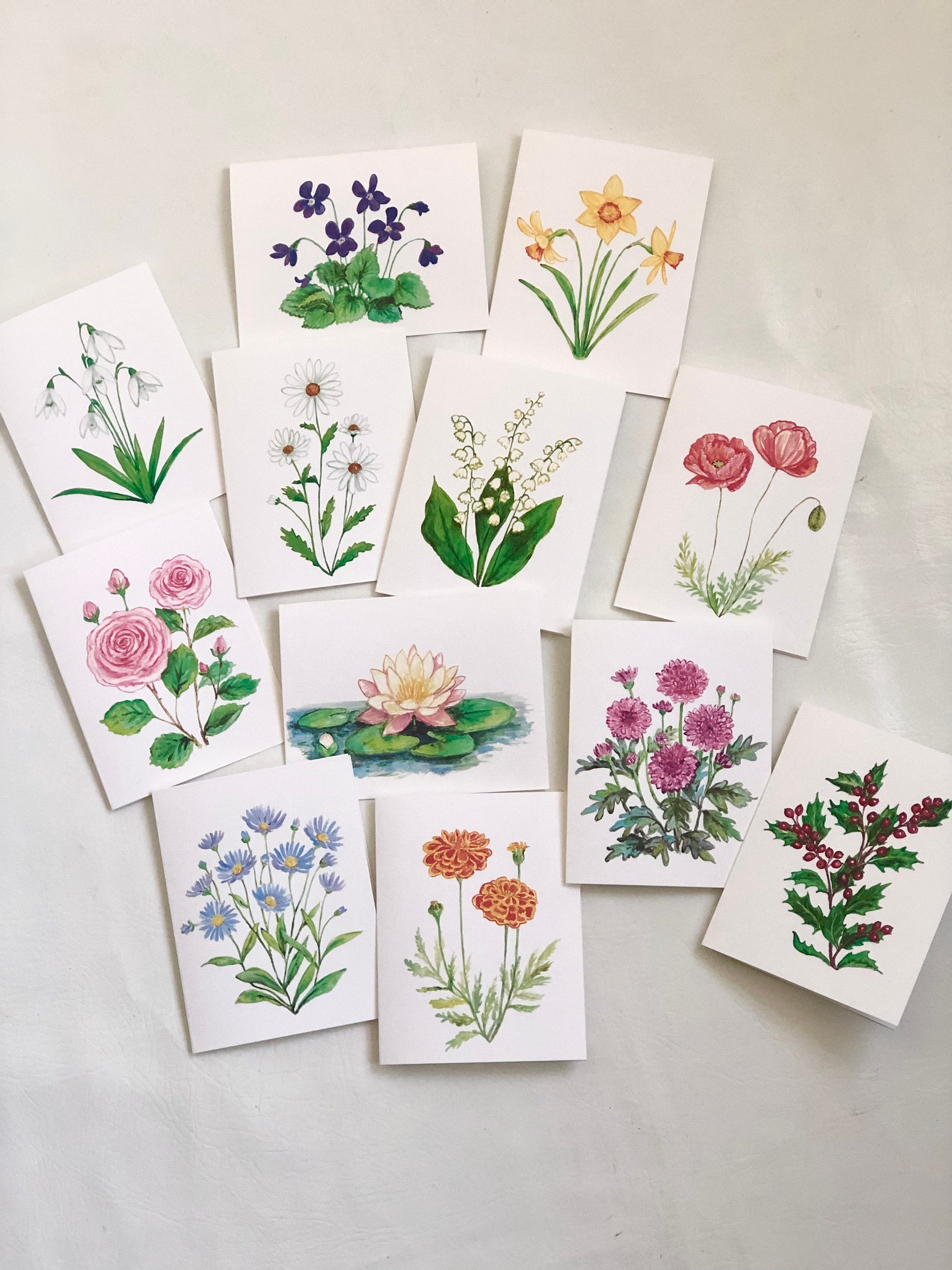 Birth Flower Notecards Set of 12 Celebratory Month Flower - Etsy